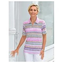 Poloshirt Casual Looks "Shirt", Damen, Gr. 42, pink (fuchsia, geringelt), 50% Baumwolle, 50% Modal, gemustert, mehrfarbig, Shirts