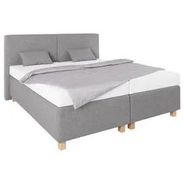 Boxspringbett, grau (strukturstoff grau), Liegefl&auml;che B/L: 180cm x 200cm, H2, Bonnell-Federkernmatratze, Westfalia Schlafkomfort, Komplettbetten, Boxspringbett, mit Zierkissen