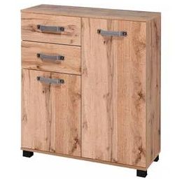 Badkommode Schildmeyer "Milan", braun (wotaneichefarben), B:80,5cm H:95cm T:32cm, FSC-zertifizierter Holzwerkstoff, Sideboards, Breite 80,5 cm, mit 2 T&uuml;ren, 2 Schubladen & Metallgriffen