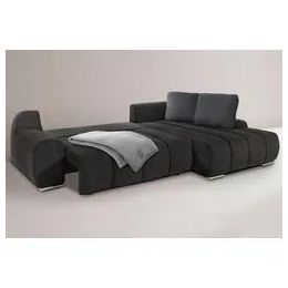 Ecksofa Home Affaire "Bono L-Form", schwarz (schwarz, grau), B:291cm H:90cm T:174cm, Luxus-Microfaser ALTARA NUBUCK (100% Polyester);Luxus-Microfaser ALTARA NUBUCK (100% Polyester);Samtstruktur (95% Polyester, 5% Polyamid), Sofas, Ecksofa, wahlweise mit Bettfunktion