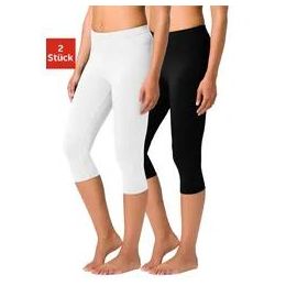 Caprileggings Vivance ACTIVE, Damen, Gr. 40/42, N-Gr, schwarz (1x wei&szlig;, 1x schwarz), Single Jersey, Obermaterial: 95% Baumwolle, 5% Elasthan, unifarben, Basic, eng 3/4-L&auml;nge, Hosen, mit Gummibund, Loungewear
