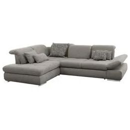 Ecksofa "SO 4100 mit komfortablen Federkern und Kopfteilverstellung", grau (grau 10), B:291cm H:80cm T:226cm, SET ONE BY Musterring, Sofas, Ecksofa, wahlweise mit Bettfunktion und Sitztiefenverstellung, L-Form