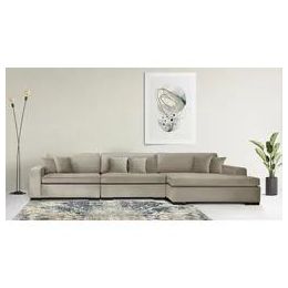 Ottomane Home Affaire "Skara L-Form", beige (dunkelbeige), B:310cm H:86cm T:100cm, 100% Polyester, Sofas, Ottomane, Lounge-Sofa mit Federkernpolsterung, in vielen Bezugsvarianten