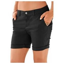 Bermudas Lascana, Damen, Gr. 44, N-Gr, schwarz, Denim/Jeans, Obermaterial: 98% Baumwolle, 2% Elasthan, unifarben, gerade kniefrei, Hosen Bermudas, zum Krempeln, aus elastischer Baumwolle, kurze Hose, Shorts