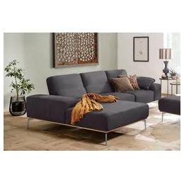 Ecksofa W.Schillig "run, Designsofa, bequem, L-Form", grau (anthrazit w82), B:299cm H:88cm T:178cm, Longlife Xtra-Leder Z73: Naturwalkleder der Luxusklasse aus den erlesensten Rohh&auml;uten. Hautst&auml;rke 1, 1 &ndash; 1, 3 mm;ROHLEDER Jacquard-Flachgewebe Q2 W60 (63% Polyester, 37% Polyacryl);ROHLEDER Chenille-Flachgewebe Q2 W77 (68% Polyacryl, 32% Polyester);Stoff S37 (100% Polyester), Sofas, Ecksofa, mit ele