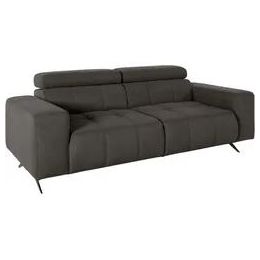 2-Sitzer DOMO collection "Trento, mit Kufenfu&szlig; oder Einzelfu&szlig;", braun (espresso), B:208cm H:79cm T:104cm, 92% Polyester, 8% Nylon, Sofas, wahlweise mit Kopfteilverstellung und in zwei Gr&ouml;&szlig;en erh&auml;ltlich