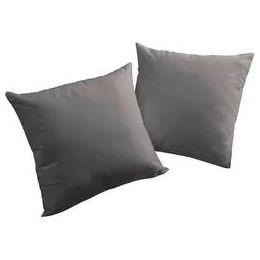 Dekokissen WIRTH "Newbury" Gr. 1, grau (grau, unifarben), B:40cm L:40cm, Baumwolle, Polyester, Dekokissen_Sitzkissen_Kissenh&uuml;llen, Kissenh&uuml;lle ohne F&uuml;llung, 2 St&uuml;ck