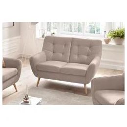 2-Sitzer exxpo - SOFA FASHION "Scandi, bequem, aufwendige R&uuml;ckenpolsterung f&uuml;r mehr Sitzkomfort", grau (dunkelgrau), B:137cm H:92cm T:92cm, Korpus: 100% PES;Luxus-Microfaser (100% Polyester), Sofas, akuelle Farben in hochwertige Bezugsqualit&auml;ten, Holzfu&szlig;