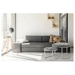 Sitzhocker Kayoom "Hocker Myla 2er-Set, praktisch ineinander schiebbar", grau (grau, silber), B:60cm H:41cm T:60cm, Sitzbezug: 100% Polyester Korpus: Sperrholz Gestell: 100% Eisen, Hocker, Sitzhocker, ineinander schiebbar, rund, gesteppt, mit Zierkn&ouml;pfen