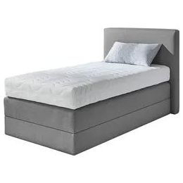 Boxspringbett, grau, B:115cm L:205cm, Strukturstoff (77% Polyester und 23% Viskose), Westfalia Schlafkomfort, Komplettbetten, Boxspringbett, wahlweise mit Kaltschaum-Topper