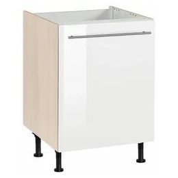 Sp&uuml;lenschrank Optifit "Bern", wei&szlig; (wei&szlig; hochglanz, akaziefarben), B:60cm H:87cm T:58,4cm, Schr&auml;nke, Sp&uuml;lenschrank, 60 cm breit, mit 1 T&uuml;r, mit h&ouml;henverstellbaren F&uuml;&szlig;en, mit Metallgriff