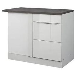 Eckunterschrank KOCHSTATION "KS-Brindisi", wei&szlig; (wei&szlig; hochglanz, wei&szlig;), B:110cm H:85cm T:60cm, Holzwerkstoff, MDF, Schr&auml;nke, Eckunterschrank, praktischer Stauraum in der Ecke