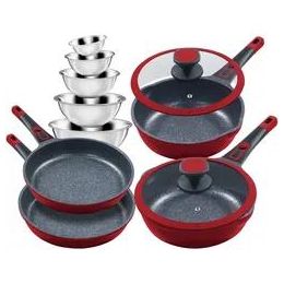 Pfannen-Set King "Moonscape", rot, &Oslash;:28cm, Pfannen, Induktion, Moonscape-Beschichtung,inkl. 5 Sch&uuml;sseln