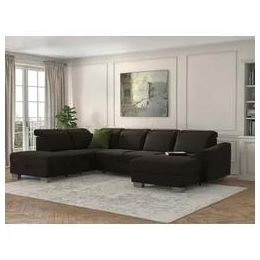 Sit & More Wohnlandschaft SIT & MORE "Dundee U-Form", braun (espresso), B:338cm H:86cm T:219cm, Sofas, Wohnlandschaft, mit Federkern und Edelstahlf&uuml;&szlig;en, wahlweise mit Kopfteilverstellung