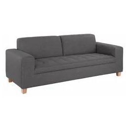 3-Sitzer Home Affaire "Corby", grau (anthrazit), B:218cm H:80cm T:90cm, NaturLEDER (echtes Rindsleder) auf Sitzfl&auml;che, Kunstleder im Korpus;Melrose (100% Polyester);Struktur fein (100% Polyester);Chenille (100% Polyester), Sofas, mit Steppung auf Sitzfl&auml;che