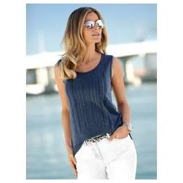 Shirttop Inspirationen, Damen, Gr. 54, blau (dunkelblau), 50% Baumwolle, 50% Modal, gemustert, mehrfarbig, Rundhals, Tops Shirttop