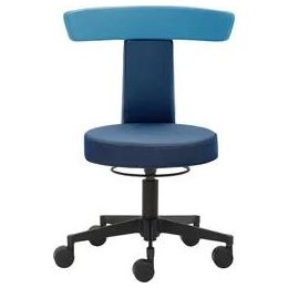 mayer Sitzm&ouml;bel Arbeitshocker MAYER SITZM&Ouml;BEL "Funktionshocker myDUO", blau (dunkelblau, hellblau), B:54cm H:86cm T:56cm, 100% post-consumer recyceltes Polyester, Hocker, B&uuml;rohocker Kinderdrehstuhl Drehstuhl, besonders niedrige Sitzh&ouml;he