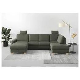 Wohnlandschaft Home Affaire "Summer U-Form", gr&uuml;n (olive), B:314cm H:91cm T:170cm, 95% Polyester, 5% Polyamid, Sofas, Wohnlandschaft, mit oder ohne Bettfunktion und Bettkasten, Cord-Bezug