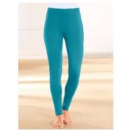 Leggings, Damen, Gr. 52, Normalgr&ouml;&szlig;en, blau (t&uuml;rkis), 95% Baumwolle, 5% Elasthan, unifarben, lang, Hosen Leggings