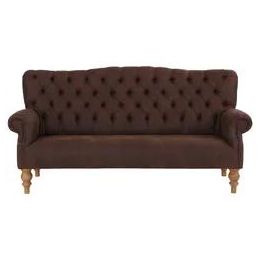 Chesterfield-Sofa Home Affaire "Lord", braun, B:188cm H:93cm T:84cm, Struktur fein (100% Polyester);Luxus-Microfaser Lederoptik (100% Polyester), Sofas, mit echter Chesterfield-Knopfheftung und Ziern&auml;geln