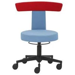 mayer Sitzm&ouml;bel Arbeitshocker MAYER SITZM&Ouml;BEL "Funktionshocker myDUO", blau (hellblau, rot), B:54cm H:86cm T:56cm, 100% post-consumer recyceltes Polyester, Hocker, B&uuml;rohocker Kinderdrehstuhl Drehstuhl, besonders niedrige Sitzh&ouml;he