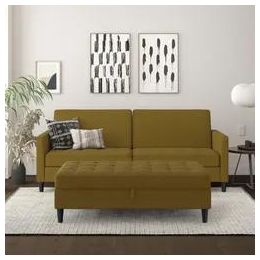 3-Sitzer DOREL HOME "Presley", gelb (curry), B:203cm H:83cm T:83cm, Webstoff, 100% Polyester, Sofas, Sofa mit Bett-Funktion und verstellbarer R&uuml;ckenlehne