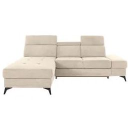 Ecksofa Home Affaire "Cardiz L-Form", beige (creme), B:246cm H:83cm T:173cm, Webstoff (100% Polyester);Luxus-Microfaser Paris (90% Polyester/10% Polyamid);Struktur fein (100% Polyester);Samtoptik (100% Polyester), Sofas, Ecksofa, inkl.Kopfteilverstellung und Federkern wahlweise mit Bettfunktion