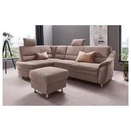Ecksofa Home Affaire "Cardoso L-Form", braun (cappuccino), B:250cm H:90cm T:175cm, Struktur impr&auml;gniert (100% Polyester);Luxus-Microfaser ALTARA NUBUCK (100% Polyester);Struktur (52% Polyester, 35% Polyacryl, 13% Baumwolle);Luxus-Microfaser weich (90% Polyester, 10% Polyamid), Sofas, Ecksofa, Federkern, wahlweise mit Bett, Schubkasten