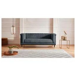 2-Sitzer Home Affaire "Chamby", blau (dunkelblau), B:180cm H:71cm T:85cm, Luxus-Microfaser Lederoptik (100% Polyester), Scheuertouren: 40.000, Pilling: 4;Samtoptik (100% Polyester), Sofas, mit Holzrahmen unten und Steppung im Lehnenbereich
