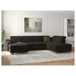 Sit & More Wohnlandschaft SIT & MORE "Dundee U-Form", braun (espresso), B:338cm H:86cm T:219cm, Sofas, Wohnlandschaft, mit Federkern und Massivholzf&uuml;&szlig;en, wahlweise mit Kopfteilverstellung