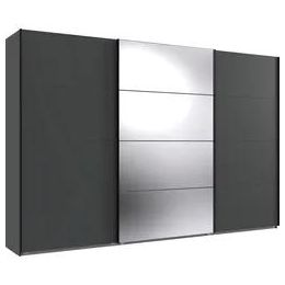 Schwebet&uuml;renschrank wimex "Norderstedt", grau (graphit, spiegel), B:360cm H:236cm T:64cm, Schr&auml;nke, Schwebet&uuml;renschrank, INKLUSIVE 2 Stoffboxen und 2 zus&auml;tzliche Einlegeb&ouml;den, mit Spiegel