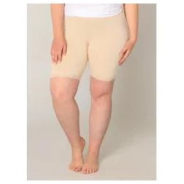 Radlerhose Base Level Curvy "Ava", Damen, Gr. 52, N-Gr, beige (natur), Jersey, Obermaterial: 94% Viskose, 6% Elasthan, unifarben, Basic, figurbetont ca. Mitte Oberschenkel, Hosen Radlerhose, mit Spitzenkante