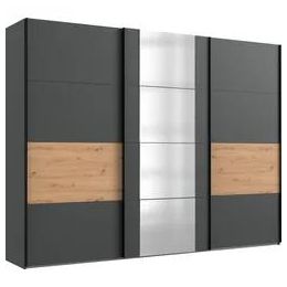 Schwebet&uuml;renschrank wimex "Barmbek Schlafzimmerschrank Garderobenschrank", braun (graphit, artisan eiche nachbildung, spiegel), B:313cm H:236cm T:64cm, Holzwerkstoff, Schr&auml;nke, Schwebet&uuml;renschrank, Kleiderschrank mit 2 Stoffboxen und 2 zus&auml;tzlichen B&ouml;den, Spiegelt&uuml;r