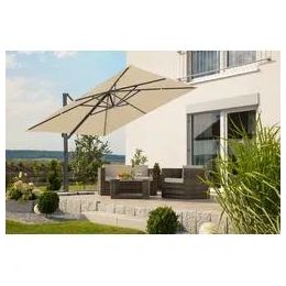 Ampelschirm Schneider Schirme "Rhodos Smart", beige (natur), Obermaterial: 100% Polyester, Standschirme, BxL: 300x300 cm, Alu/Polyester, inkl. Plattenst&auml;nder/Schutzh&uuml;lle