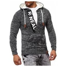 Kapuzensweatshirt Rusty Neal, Herren, Gr. S, grau, 70% Polyacryl, 30% Baumwolle, mehrfarbig, normal, ohne Ausschnitt, Sweatshirts, mit stylischem Ausschnitt