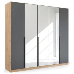 Dreht&uuml;renschrank Rauch "Dark&Wood by Quadra Spin", braun (eiche artisan, grau metallic), B:226cm H:210cm T:54cm, Holzwerkstoff, Schr&auml;nke, Dreht&uuml;renschrank, im Industrial Style mit Metallgriffstangen, mit Spiegel