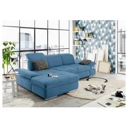 Ecksofa "SO4100 V", blau (hellblau), B:284cm H:80cm T:190cm, SET ONE BY Musterring, Sofas, Ecksofa, mit verstellbaren Kopfteilen, wahlweise mit Funktionen, Cord-Bezug