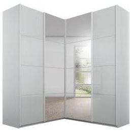 Schwebet&uuml;renschrank Rauch "Kleiderschrank Garderobe Eckkleiderschrank QUADRA mit edler Glasfront", grau (seidengrau, glas seidengrau), B:181cm H:229cm T:187cm, Holzwerkstoff, Schr&auml;nke, Schwebet&uuml;renschrank, gro&szlig;er Eckschrank mit viel Stauraum, Ma&szlig; 181x187 cm MADE IN GERMANY