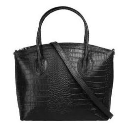 Henkeltasche CLUTY, Damen, Gr. B/H/T: 32cm x 27cm x 5cm onesize, schwarz, Leder, Taschen, echt Leder, Made in Italy
