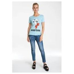 T-Shirt logoshirt "Lucky Luke Portrait", Damen, Gr. M, blau (hellblau), 100% Baumwolle, bedruckt, normal, Rundhals, Shirts T-Shirt, mit coolem Print