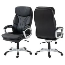 Chefsessel Duo Collection "Theodor XXL", schwarz (schwarz, silber), B:66cm H:124cm T:66cm, 70% Polyurethane, 25% Polyester, 5% sonstige Fasern, St&uuml;hle, belastbar bis 150 KG