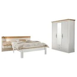Schlafzimmer-Set OTTO HOME "Westminster", wei&szlig;, B/H: 140cm x 200cm, Schlafzimmerm&ouml;bel-Sets, beinhaltet 1 Bett, Kleiderschrank 3-t&uuml;rig und 1 Wandpaneel