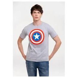 T-Shirt logoshirt "Marvel Comics - Captain America Logo", Damen, Gr. S, grau (grau, meliert), 97% Baumwolle, 3% Polyester, bedruckt, normal, Rundhals, Shirts T-Shirt, mit lizenziertem Print