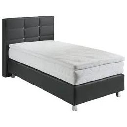 Boxspringbett, grau (anthrazit), B:115cm L:210cm, Bezug: Kunstleder, Polyurethan;Polsterung: 100% Polyester, Westfalia Schlafkomfort, Komplettbetten, Boxspringbett, mit Kn&ouml;pfen in Kristalloptik, wahlweise mit Topper