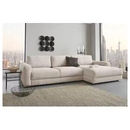 Ecksofa Home Affaire "Bloomfield, elegant, viel Platz, Mega Couch, Breite 303cm, L-Form", beige, B:303cm H:84cm T:176cm, 92% Polyester 8% Nylon, Sofas, Ecksofa, extra tiefe Sitzfl&auml;che, wahlweise mit Sitztiefenverstellung