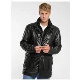 Lederjacke JCC "3102236", Herren, Gr. 52, schwarz, Obermaterial: 100% Lammleder; Innenfutter oben: 100% Polyester; Innenfutter unten: 100% Baumwolle; &Auml;rmelfutter: 100% Polyester; Wattierung: 100% Polyester, Jacken