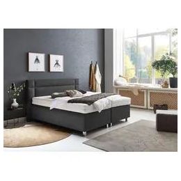 Boxspringbett, grau (feinstrukturstoff anthrazit), Kaltschaum-Topper, Liegefl&auml;che B/L: 180cm x 200cm, H2, 7-Zonen-Kaltschaummatratze, Bezug Unterbox und Kopfteil: Feinstrukturstoff (77% Polyester, 23% Viskose);Bezug Obermatratze 100% Polyester, waschbar bis 60C, Westfalia Schlafkomfort, Komplettbetten, Boxspringbett, in diversen Ausf&uuml;hrungen