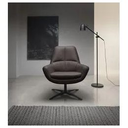 Drehsessel BETYPE "Be Organic Standard Back, Loungesessel", grau (ebony), B:81cm H:92cm T:83cm, 100% Echtleder, Sessel, Drehsessel, in elegantem Design mit Drehfunktion