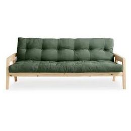 Schlafsofa KARUP DESIGN, gr&uuml;n (olivgr&uuml;n), B:204cm H:40cm T:90cm, Sofas, Schlafsofa, Mit Holzstruktur, inkl. Futonmatratze, Liegefl&auml;che 130x190 cm
