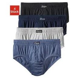 Slip Le Jogger, Herren, Gr. 5, 4 Stk., blau (schwarz, marine, grau, meliert, blau, meliert), Jersey, Obermaterial: 100% Baumwolle, unifarben, k&ouml;rpernah, Unterhosen Slip, aus angenehm weicher Baumwoll-Qualit&auml;t